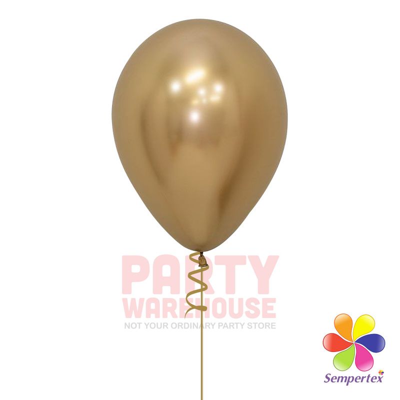 Reflex Gold 11" Helium Filled Latex Balloon and Ribbon
