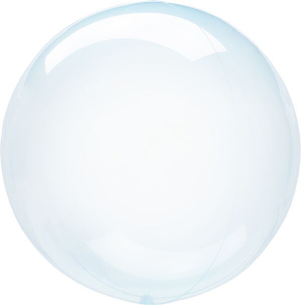 Crystal Clearz Blue - 18" Helium Filled Bubble Balloon, Ribbon