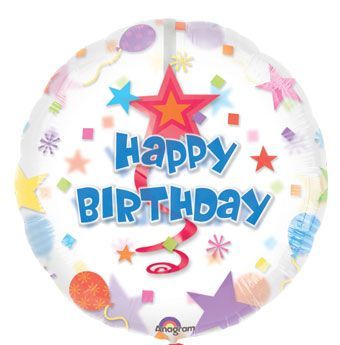 HB Swirls w/Inside Dangler - 32" Helium Filled Foil Balloon, Ribbon