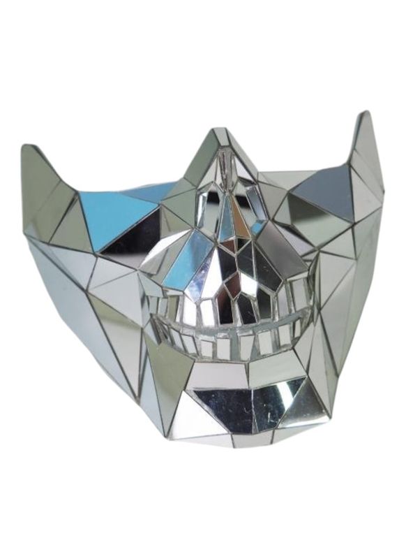 Mirror Half-Face Skeleton Mask Silver