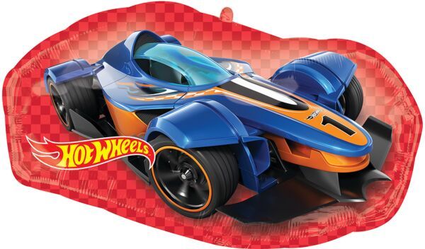 Hot Wheels - 28" Helium Filled Foil Shaped Balloon, Ribbon