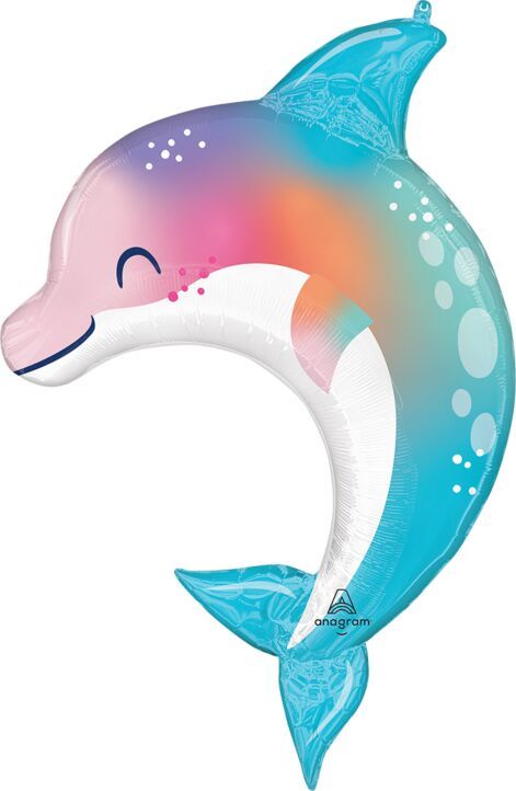 Under the Sea Dolphin - 33" Helium Filled Foil Balloon, Ribbon