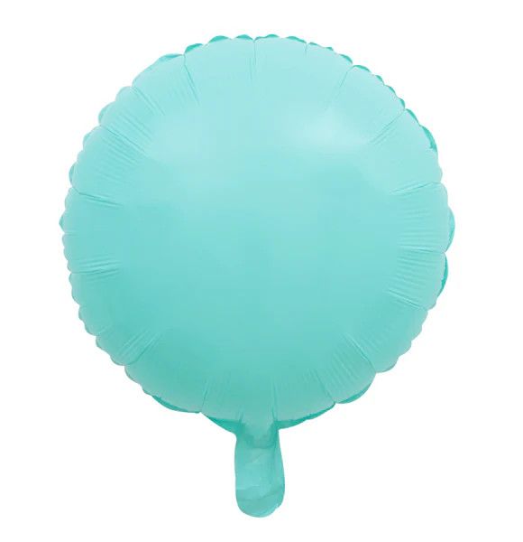 Matte Light Blue Round - 18" Helium Filled Foil Balloon, Ribbon