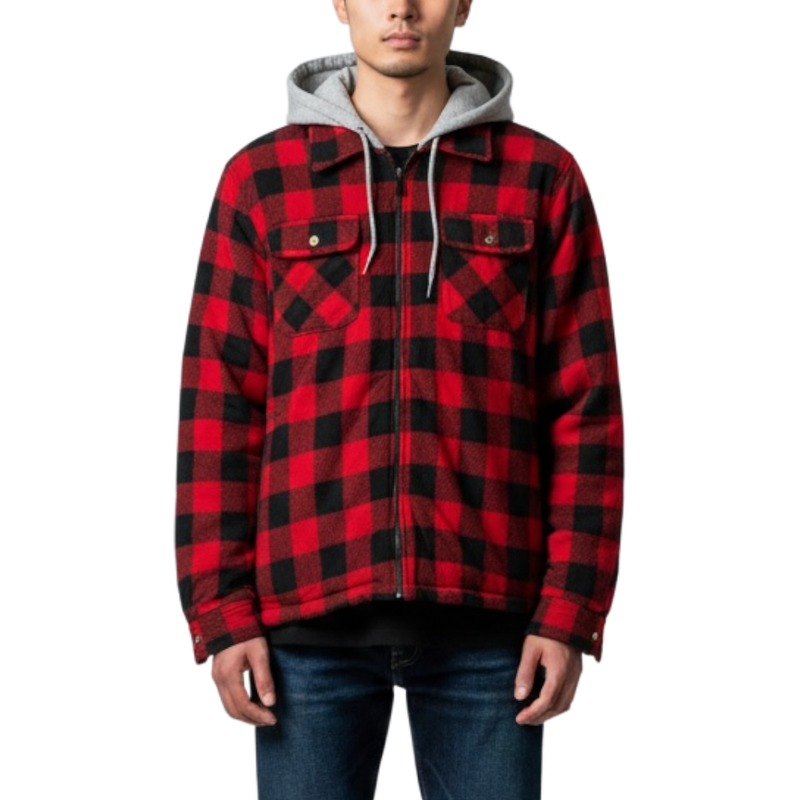 North 15 - Mens Worksite Gear Hooded Flannel Jacket - 1765