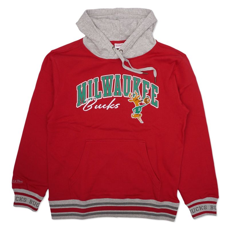 Mitchell & Ness Milwaukee Bucks Premium Vintage Pullover Hoodie - Red