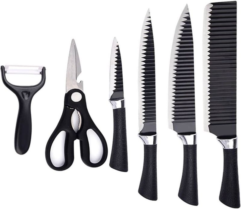6 PC STARTER KNIFE SET NON-STICK COATING ON STAINLESS STEEL PACKET WITH ...