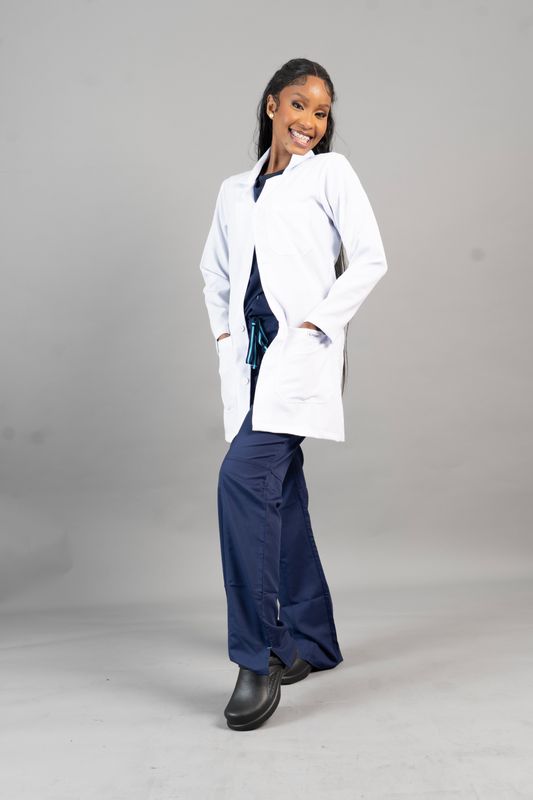 Mandarin Collar AlphaMed Lab Coat | Modern Professional Style