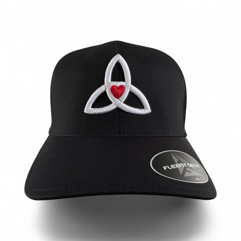 Flexfit Delta Black Cap Red Heart
