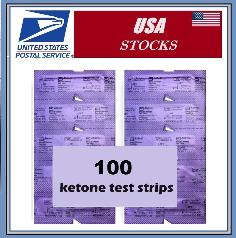 100 Blood Ketone Test Strips for Abbott PRECISION XTRA & Optium Meters ...