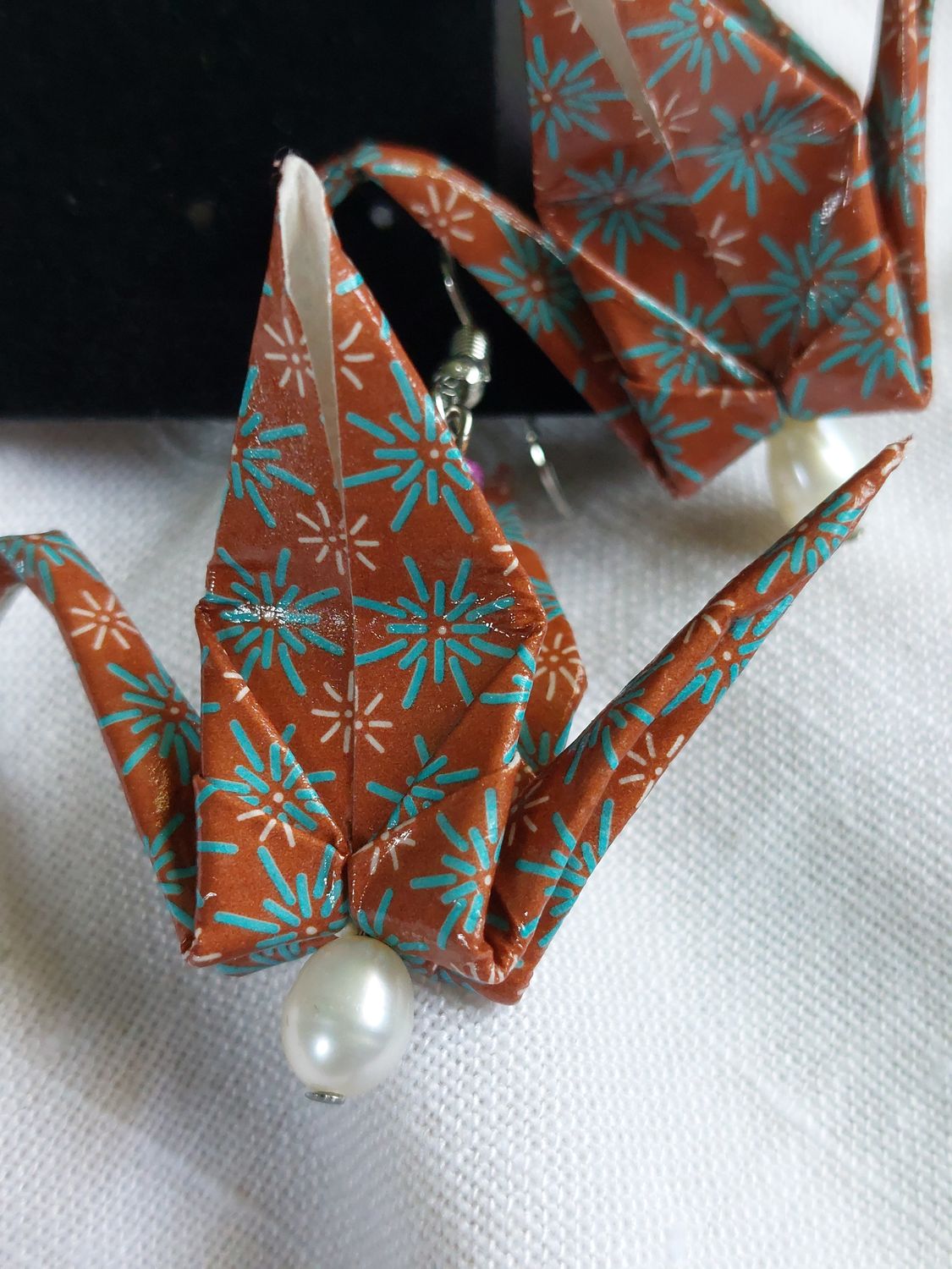 Origami Cocoa Crane Earrings