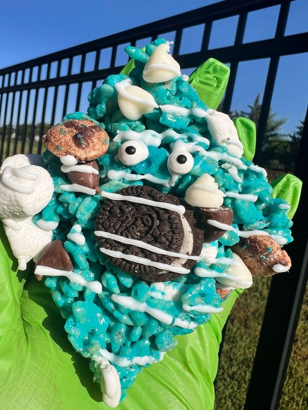 Cookie Monster Rice Crispy Treat