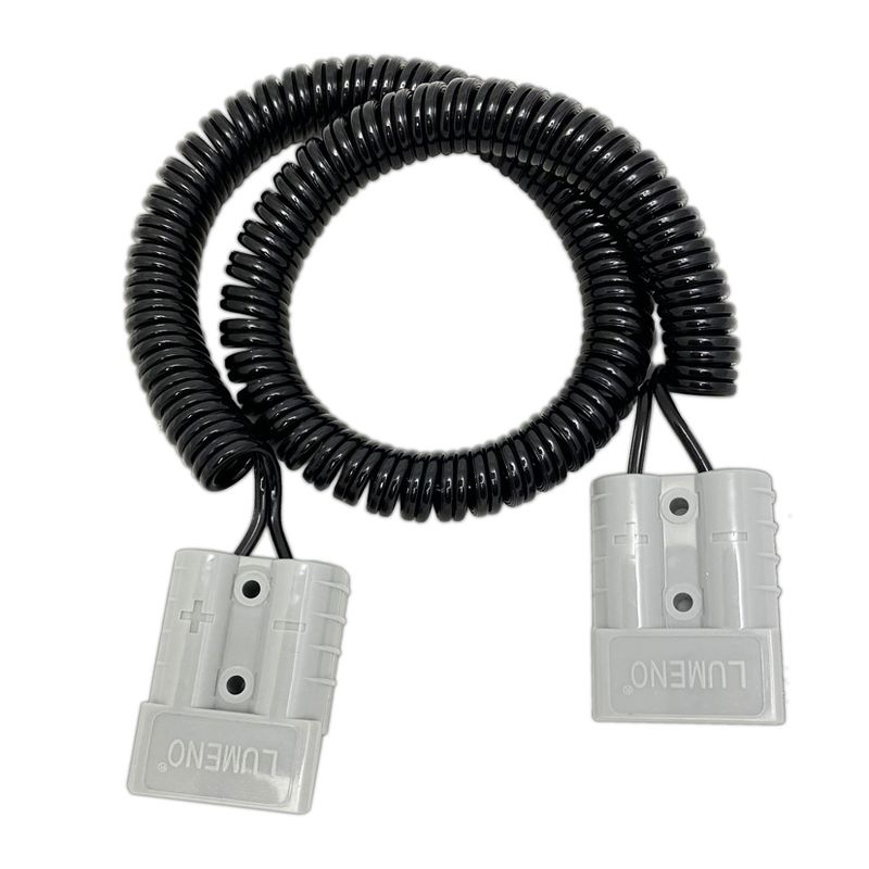 3m Spiral Cable to 2 X 50Amp Grey Square Connectors - 3A & 20A