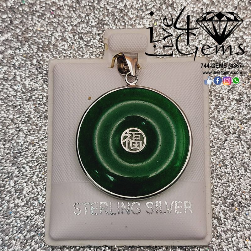 Silver Good Luck Round Pendant and Chain