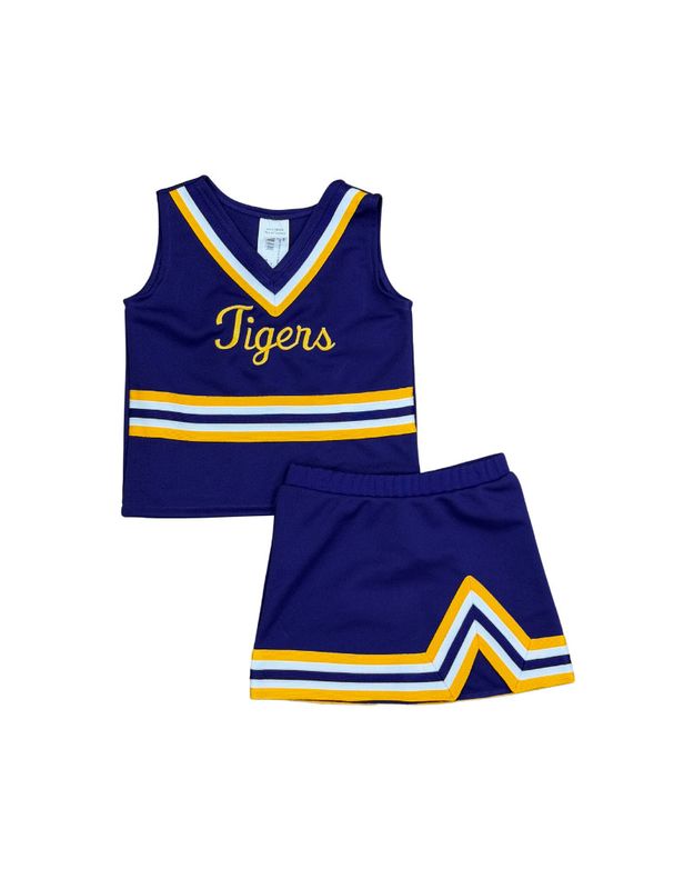 Purple Tigers Script Cheer 2 Piece Uniform