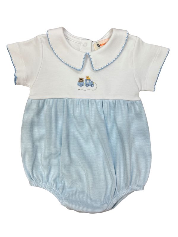 White/Blue Stripe SS Pull Toy Bubble