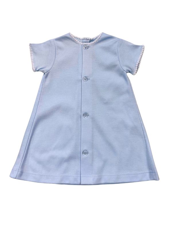 Knit Blue Day Gown w/ White Trim