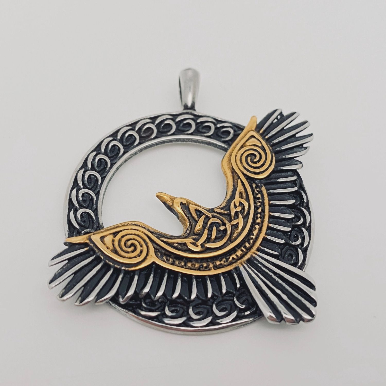Viking Celtic Knot Crow Stainless Steel Pendant