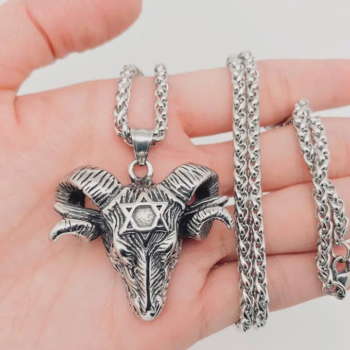 Satan Hexagram Goat Head Charm Necklace