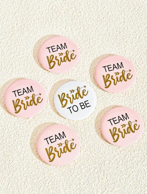 Team Bride - Set of 6 Button Pins