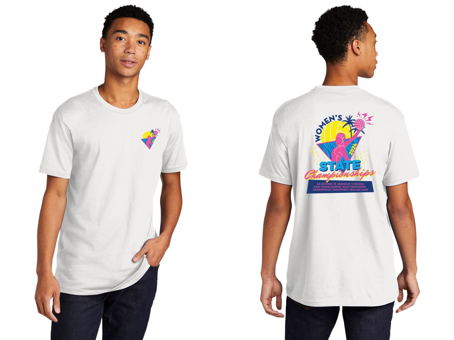 Unisex Soft Cotton Blend Tee - White or Light Blue (with Retro State logo) Unisex Soft Cotton Blend Tee - White or Light Blue (with Retro State logo)