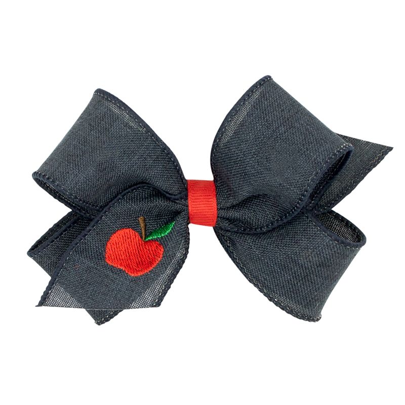 Medium Navy Linen Apple Bow