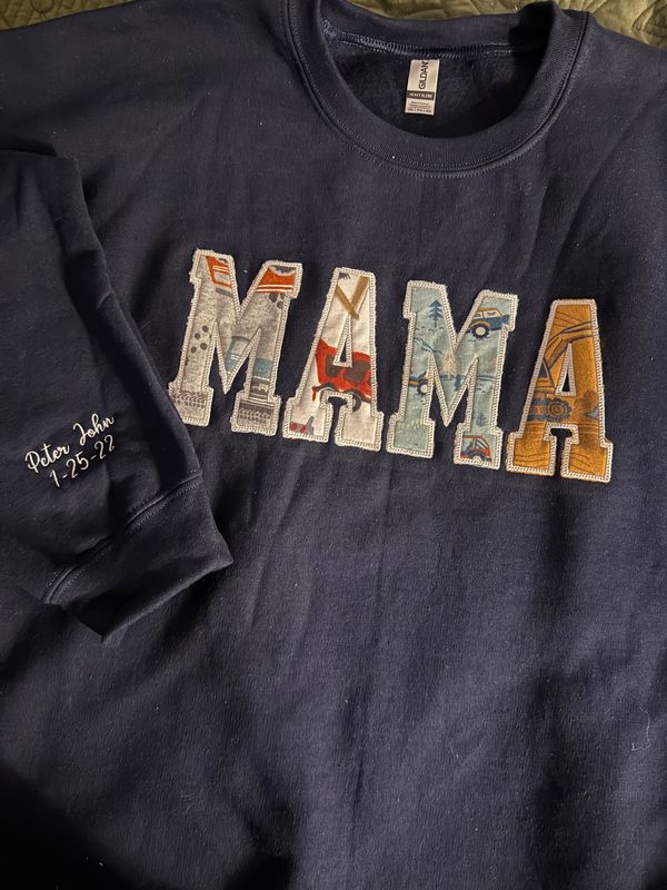 CUSTOM MAMA Appliqué Embroidered Sweatshirt