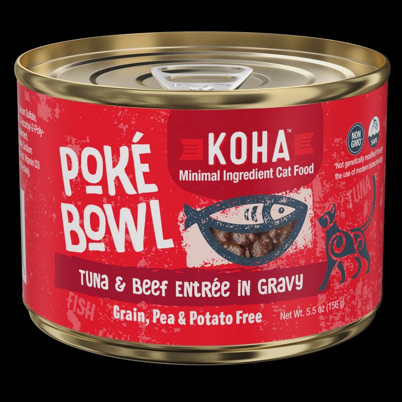 Koha Poke Bowl Tuna & Beef Entree in Gravy Canned Cat Food 5.5oz