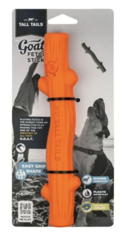 Tall Tails Natural Rubber Orange Fetch Stick 10"