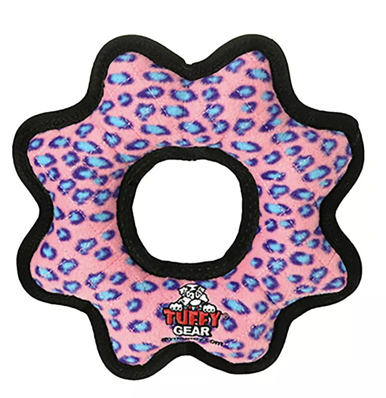 Tuffy Ultimate Gear Ring Durable Plush Dog Toy - Pink Leopard