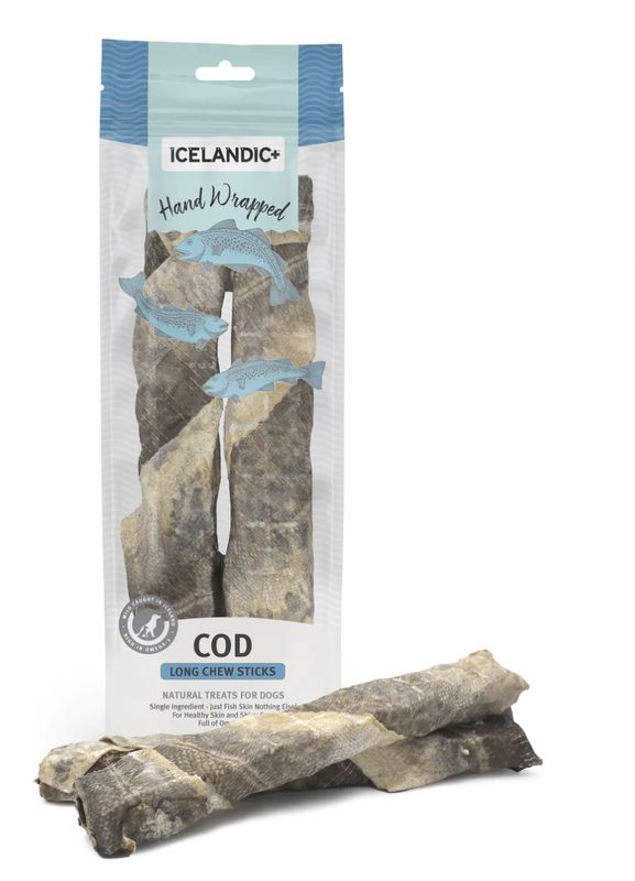 Icelandic Dog Cod Skin Chew Stick 10" 2 Pack