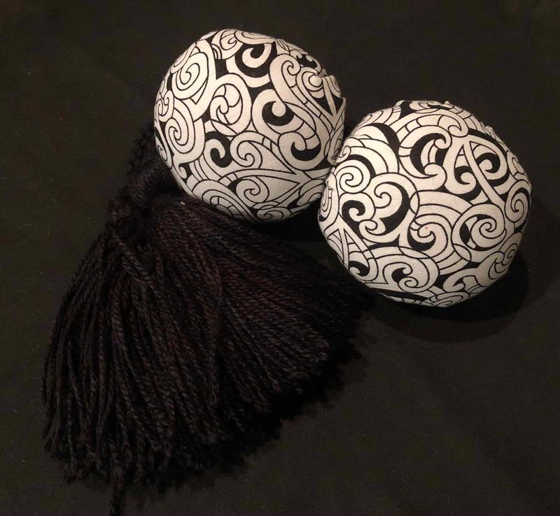 Short Poi - Black and White Koru