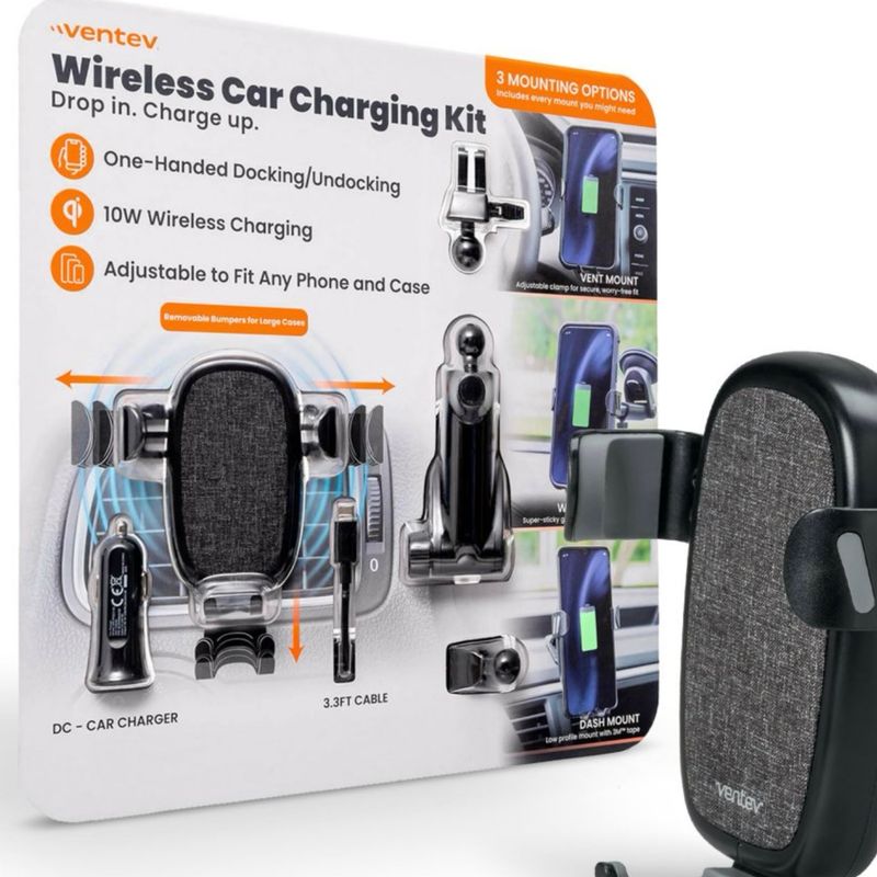 Ventev 3 Mounting Options Wireless Qi Car Charging Kit - Adjustable