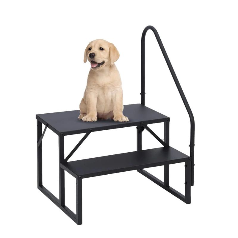 RV 2 Steps with Handrail, Hot Tub Steps Metal, Portable Stairs Steps