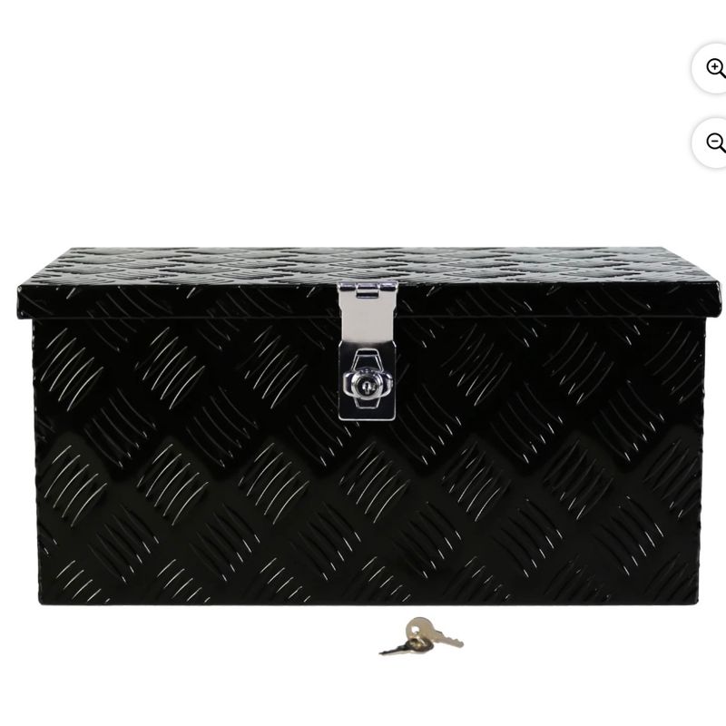 20” Black Aluminum Tool Box w/ Lock Side Handle & Keys