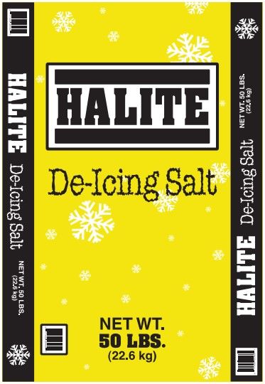 HALITE ROCK SALT 50LB BAG (Yellow/White Bag)