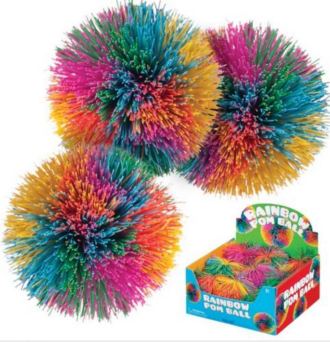 Toysmith 7809 Rainbow Pom Pom Ball