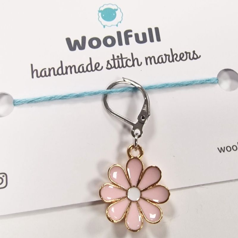 Woolfull | Handmade Stitch Markers - Pink Flower