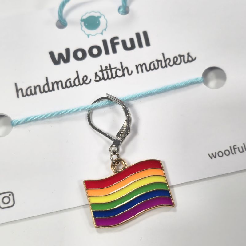 Woolfull | Handmade Stitch Markers - Rainbow Flag