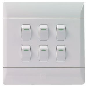 CBi Light Switch 6 Lever 1 Way 4X4 White