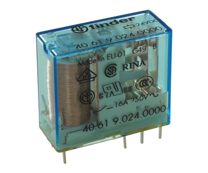 FINDER Relay SPDT 16A 24VDC Rect 8PCB