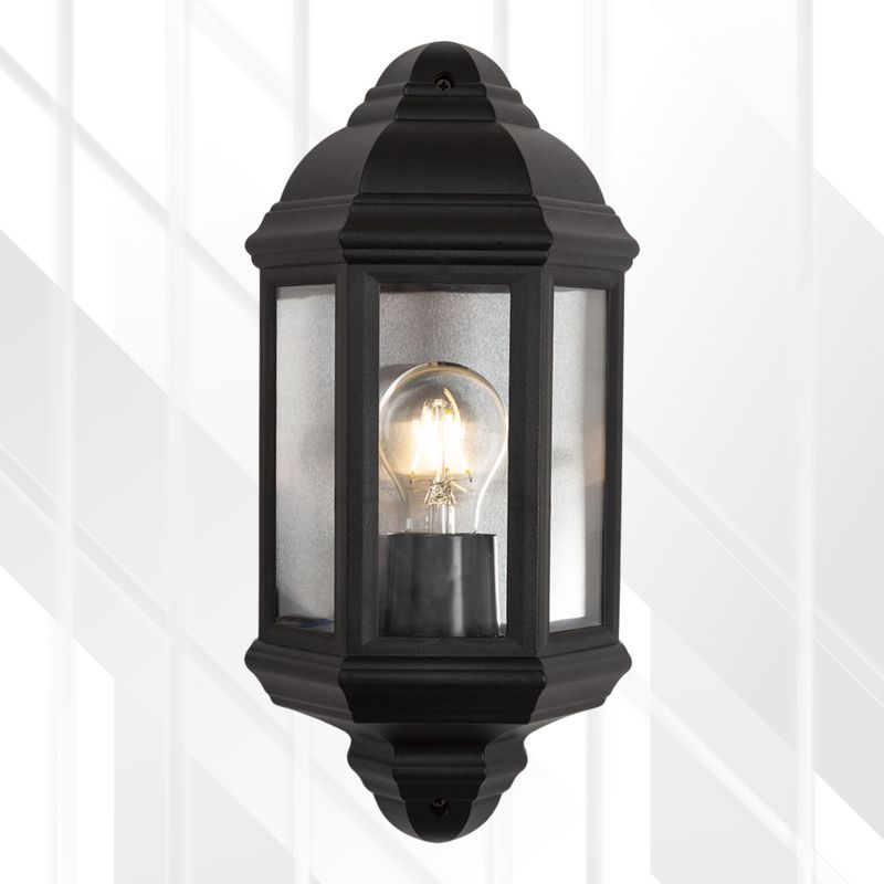 Plastic Lantern 3 Panel Half Wall Black
