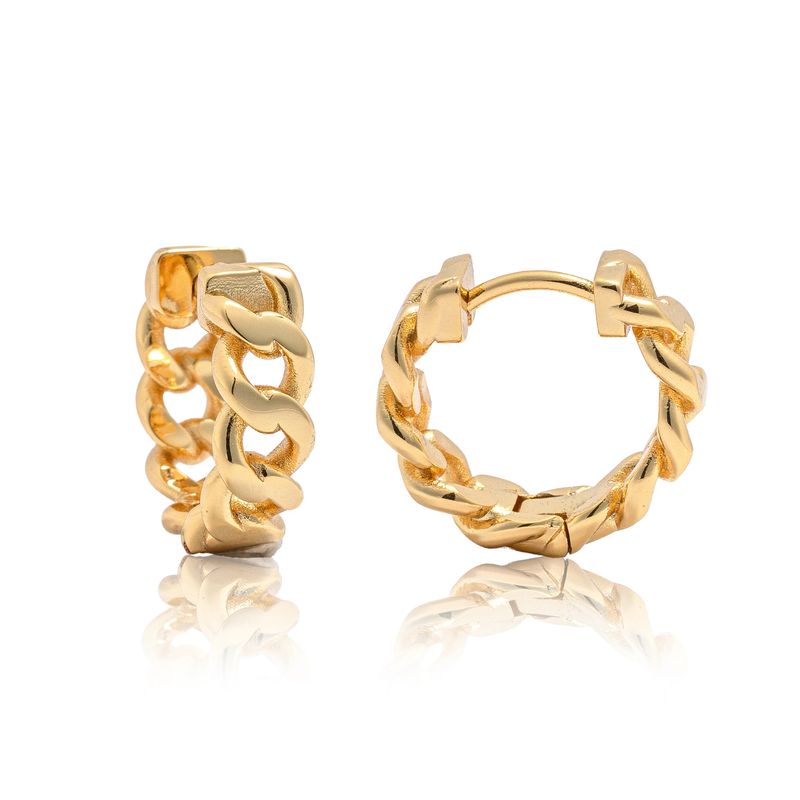 Chain Chunky Plain Huggie Hoop Earrings