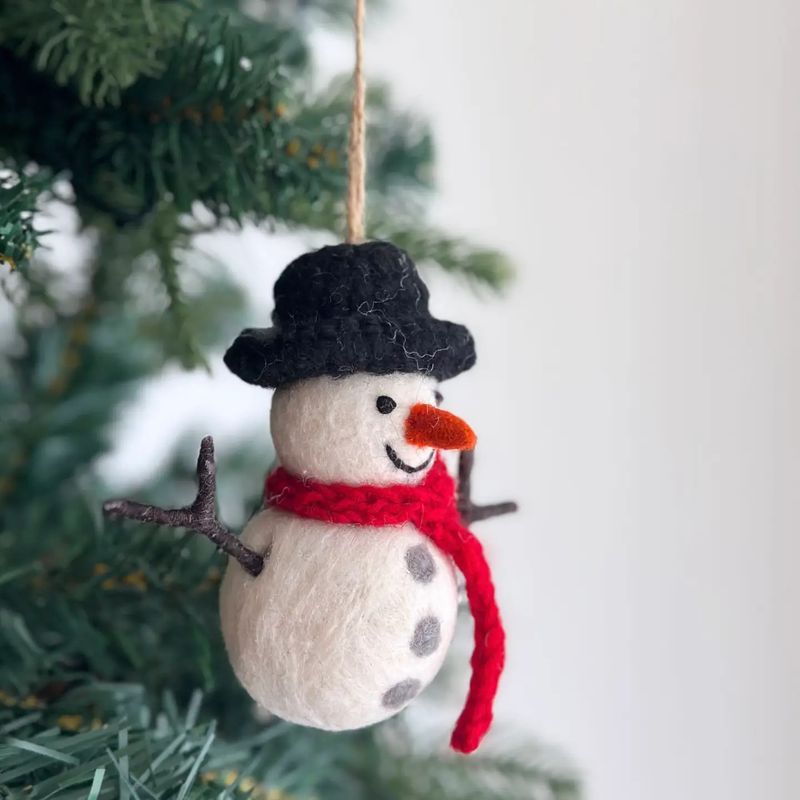 Felt Snowman Christmas Ornament by Ganapati