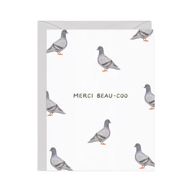Merci Beau-Coo Pigeon Card by Amy Zhang