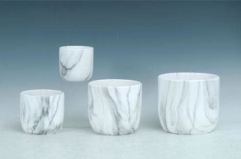 Pot Marble Look Sml 4x4 White