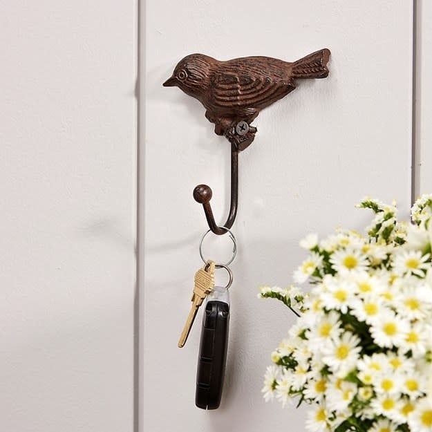 Wall Hook Bird Design 1-Hook 4x1x9 Cast Iron