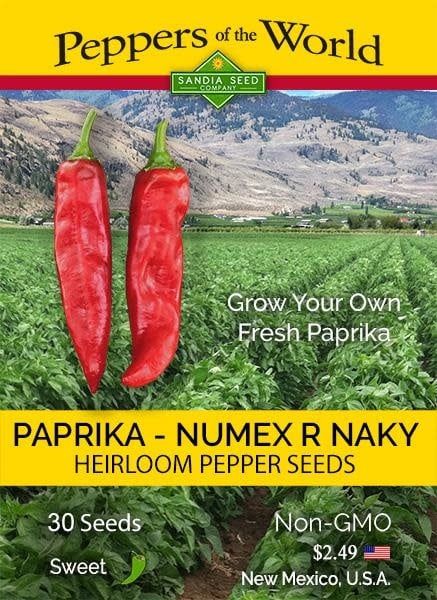 Seed Pepper Paprika - NuMex R. Naky Sweet Heirloom - Capsicum annuum