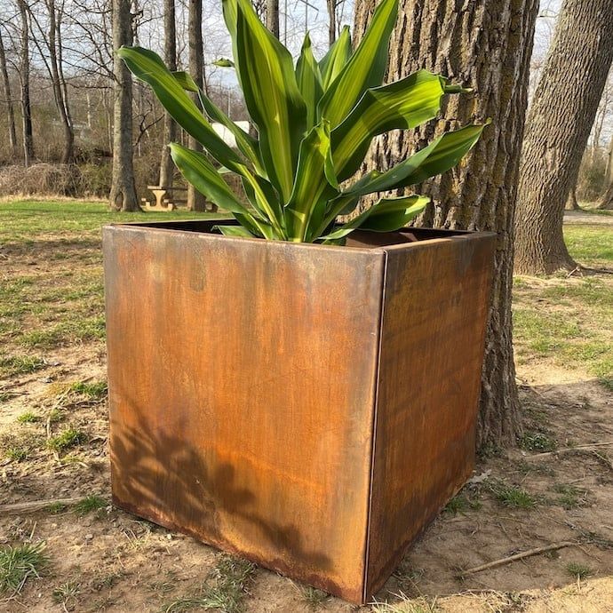 Pot Sq Planter 16x16 Rust Metal Locally Made