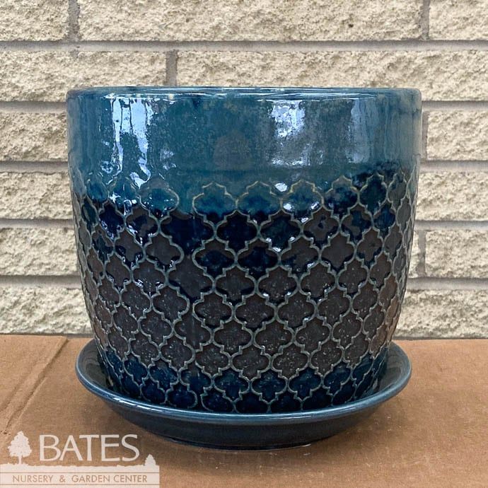Pot Abra Ogee Quatrefoil Sml 6x6 Blue Drip