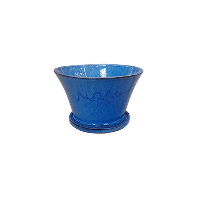 Pot Flare Taper Planter w/Saucer Med 9.5x6 Blue